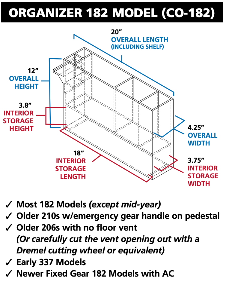 Cockpit Organizer Cessna 182 (205, 206, 210, 337) – Rare Aviation