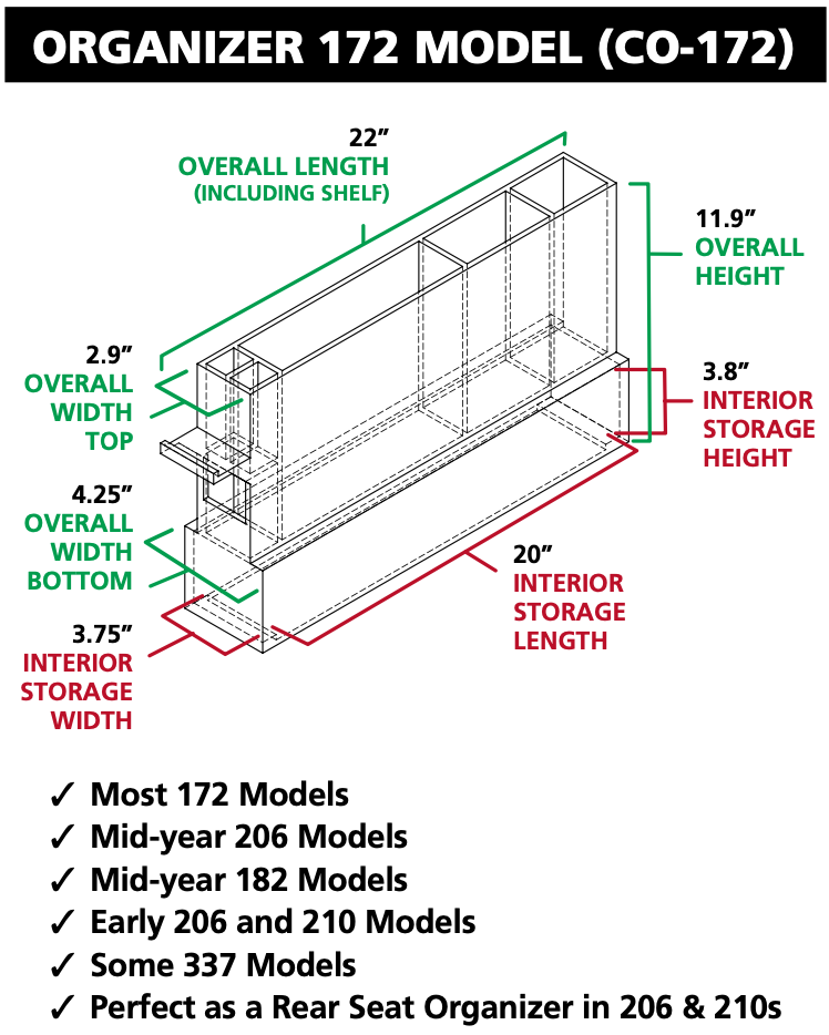Cockpit Organizer Cessna 172 (177, 182, 205, 206, 210, 337) – Rare Aviation